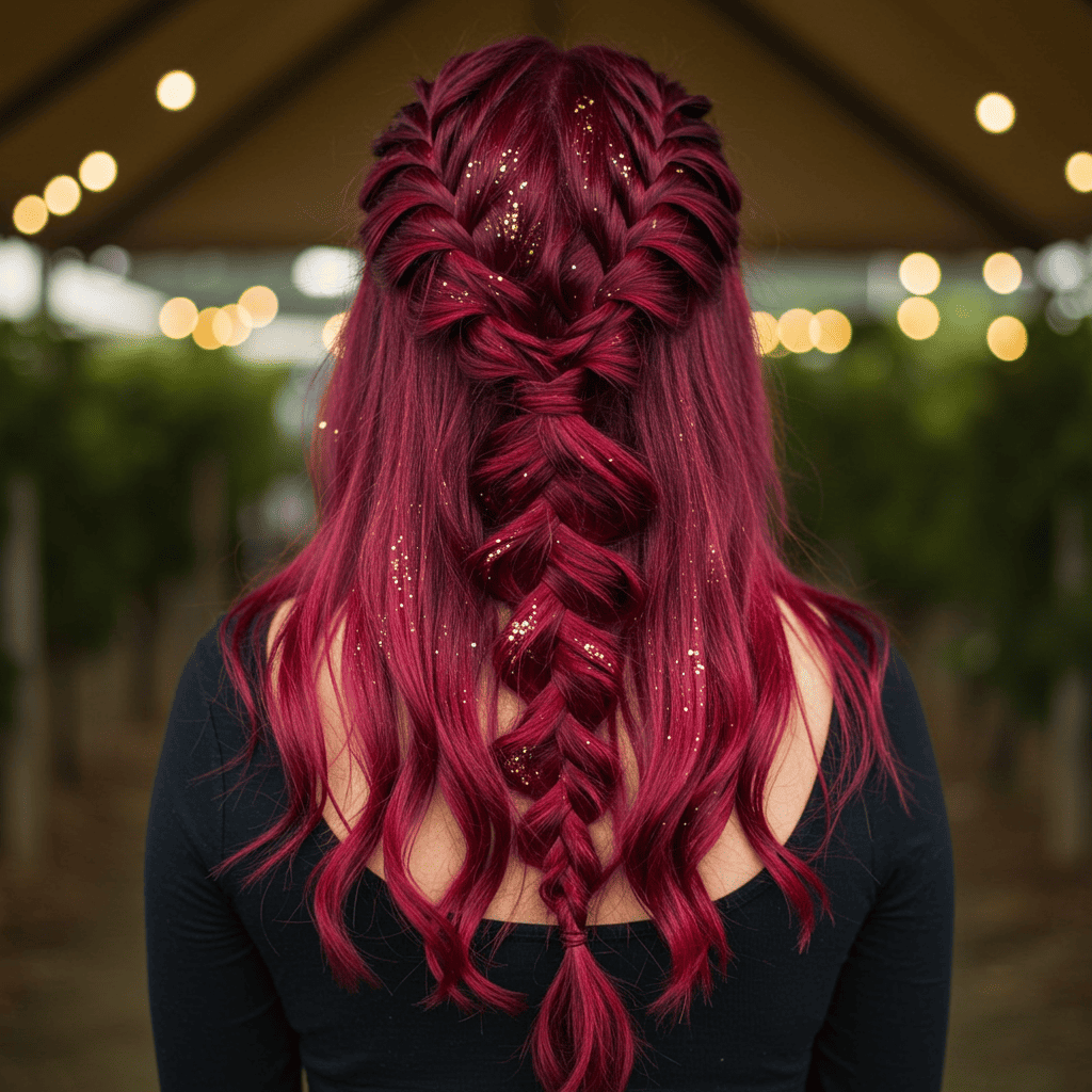 Burgundy Wine Braids | Festival Hair Inspo: Coachella to Burning Man