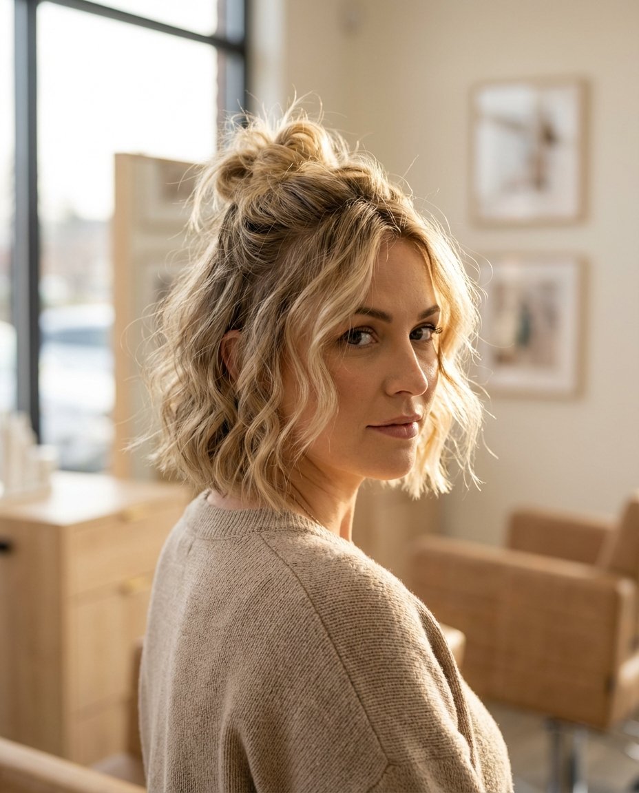 Short Hair, Don't Care: 3 Healthy Bun Looks | Stylish Updos for Bobs ...